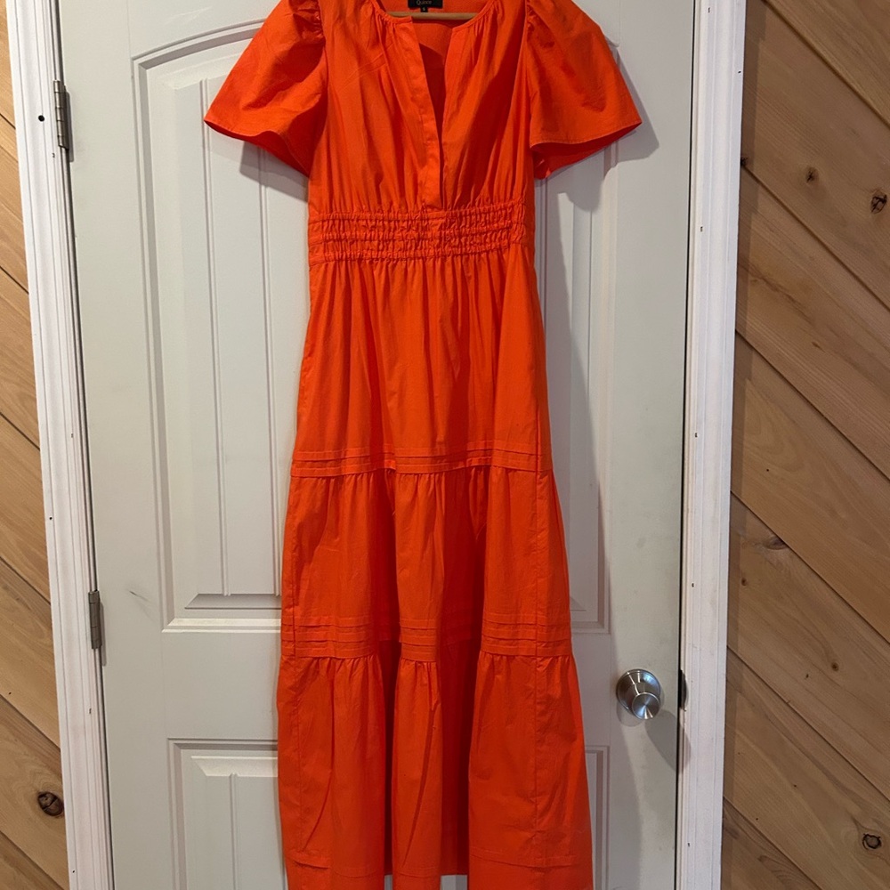 Quince Orange Tiered Maxi Sundress With Puff Sleeves - Gem
